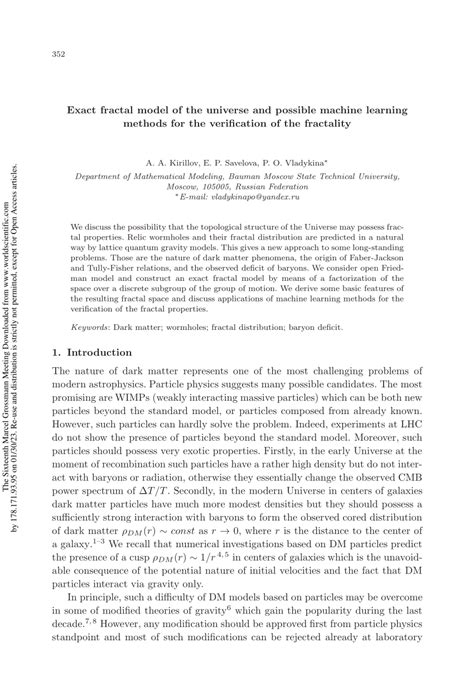 pdf exact fractal model of the universe and possible machine learning