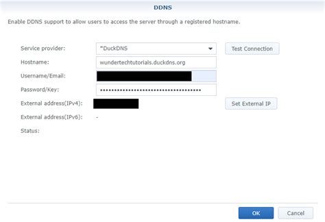 how to configure using duckdns on a synology nas