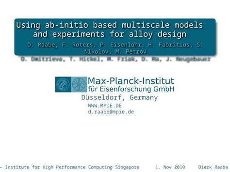 Pptx Ab Initio Simulation In Materials Science Dierk Raabe Lecture