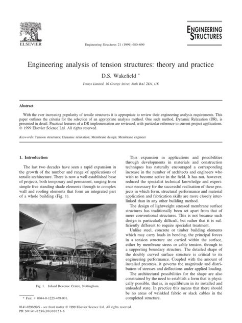 Pdf Engineering Analysis Of Tension Structures Theory And Practice