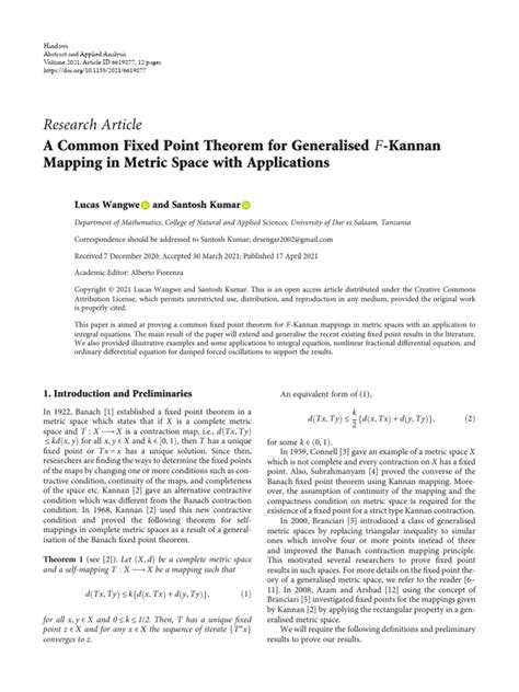 A Common Fixed Point Theorem For Generalised F Ka Pdf Banach