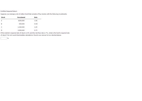 Solved Portfolio Required Return Suppose You Manage A 4 19