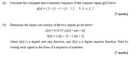 A Calculate The Conjugate Anti Symmetric Sequence