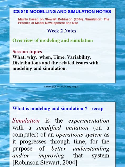 Week 2 Notes Overview Of Modeling And Simulation Pdf Simulation
