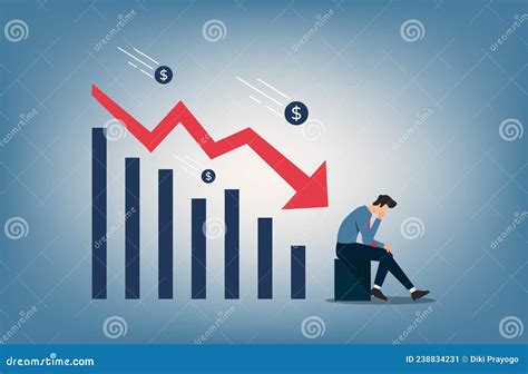 Financial And Economic Crisis Concept Businessman Feels Down With Descending Graph Symbol Stock
