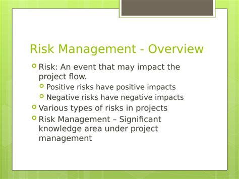 Overview Of Risk Management In Project Management