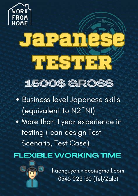 Remote Japanese Tester 1500 Gross Working Time：thời Gian Linh Hoạt Từ 500 đến 2200 Mỗi
