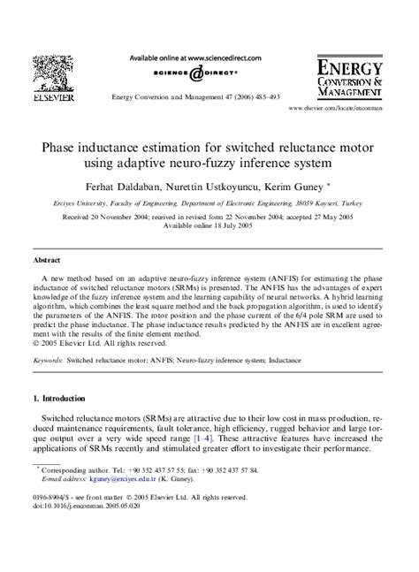pdf phase inductance estimation for switched reluctance motor using