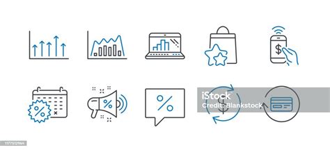 할인 메시지 전화 결제 캘린더 할인 과 같은 금융 아이콘 세트입니다 벡터 가격에 대한 스톡 벡터 아트 및 기타 이미지 가격 고급 그래프 Istock