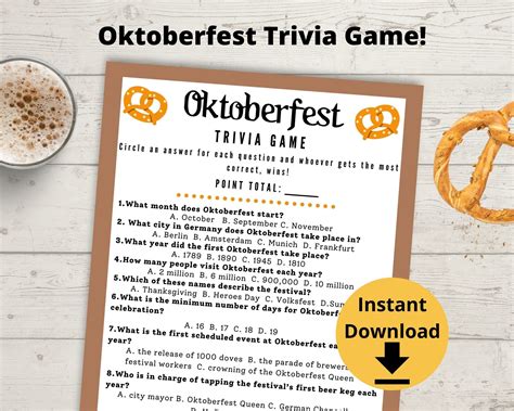 Oktoberfest Trivia Party Game Oktoberfest Spel Afdrukbaar Oktoberfest Spel Etsy België