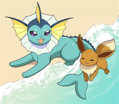 Eevee And Vaporeon Pokemon Drawn By Cococinno Danbooru