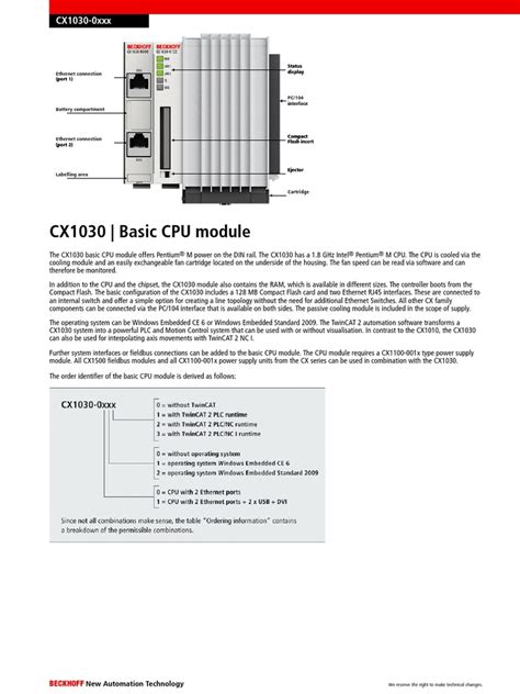 Cx1030 Basic Cpu Module Cx1030 0xxx Cx1030 0xxx Cx1030 0xxx Pdf