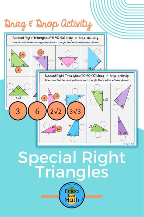 Special Right Triangles Digital Drag And Drop Activity 30 60 90 And 45