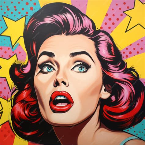 Premium Ai Image Vintage Comic Art Retro Female With Star Background