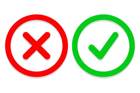 Red Green True And False Buttons With D Style Vector True And False Buttons Cross And Check