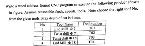 solved write a word address format cnc program to execute