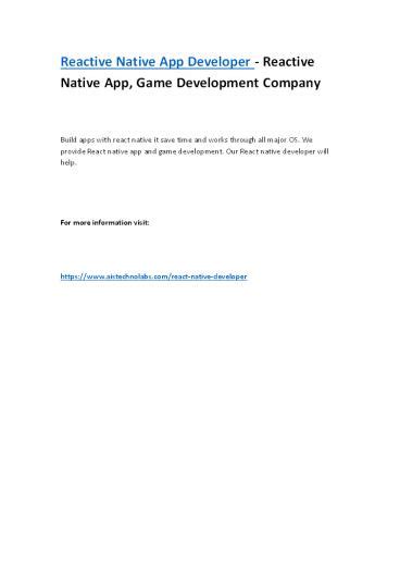 Ppt Reactive Native App Developer Reactive Native App Game