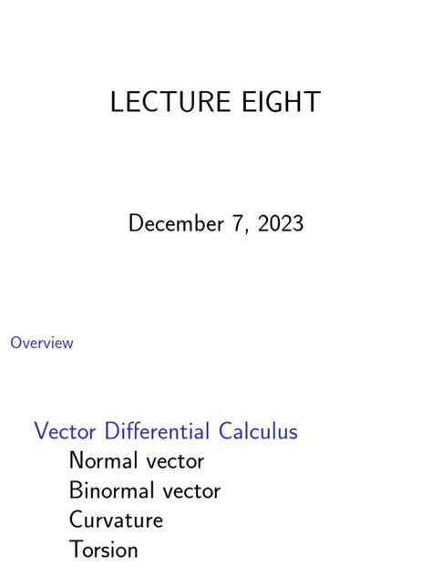 Lecture Eight Pdf Curvature Differential Geometry