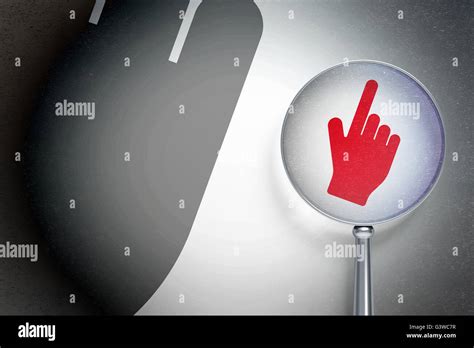 Web Design Concept Mouse Cursor With Optical Glass On Digital