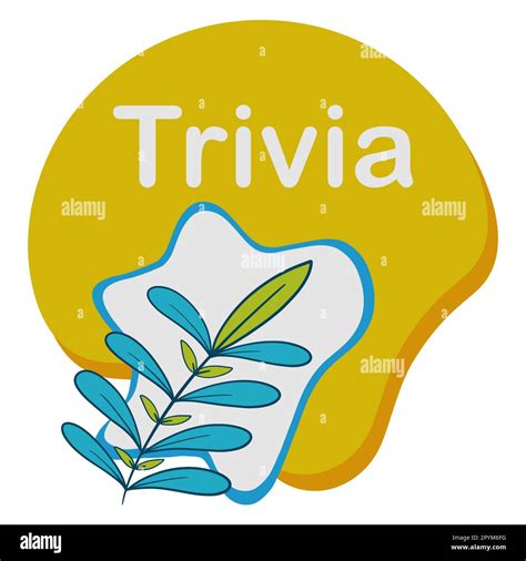 Trivia Yellow Blue Green Foliage Leaves Random Blob Shape Text Stock