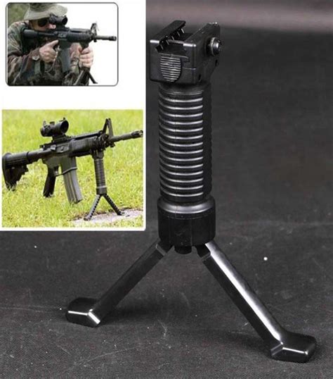 Tactical Vertical Front Grip Fore Grip With Retractable Spring Loaded Bipod Stand Wish