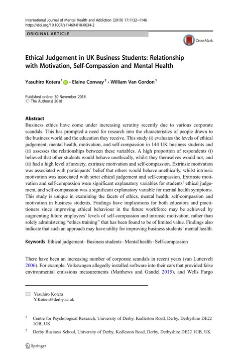 Pdf Ethical Judgement In Uk Business Students Relationship With