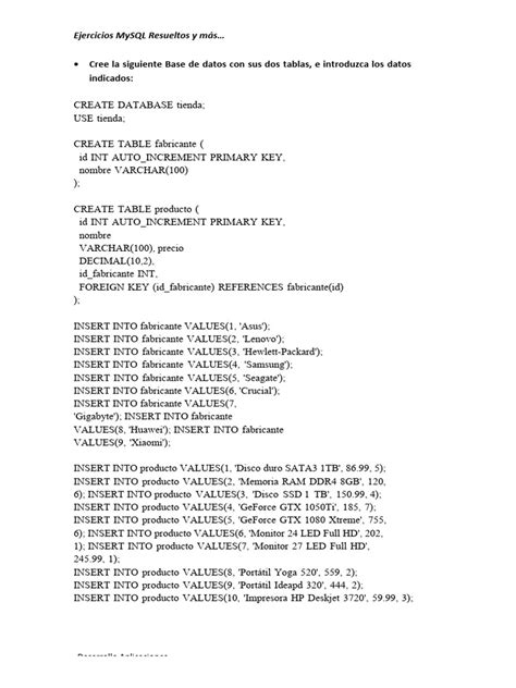 Ejercicio Sql Tienda Pdf Diseño De Software Cibernética
