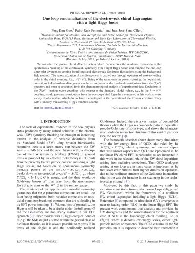One Loop Renormalization Of The Electroweak Chiral Lagrangian With A Light Higgs Boson