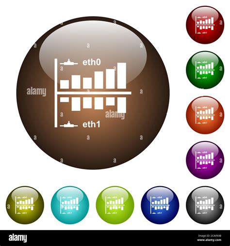 Network Statistics White Icons On Round Color Glass Buttons Stock Vector Image And Art Alamy