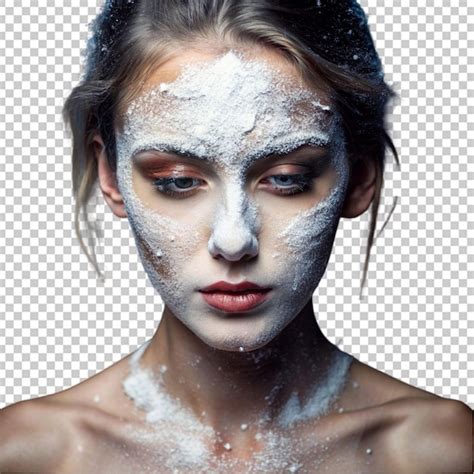 Premium Psd Woman Covered Her Face White Powder