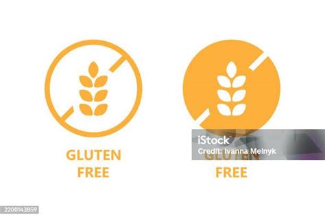 글루텐 프리 스티커 또는 라벨 글루텐 무료 스탬프 벡터 아이콘입니다 제품 포장 디자인 요소에 대한 글루텐 프리 라벨 벡터 0명에 대한 스톡 벡터 아트 및 기타 이미지