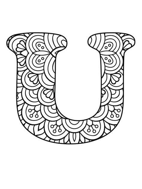 Mandala Alphabet Letter U Coloring Page Download Print Or Color