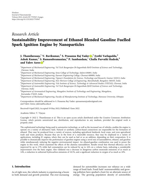 Pdf Sustainability Improvement Of Ethanol Blended Gasoline Fuelled Spark Ignition Engine By