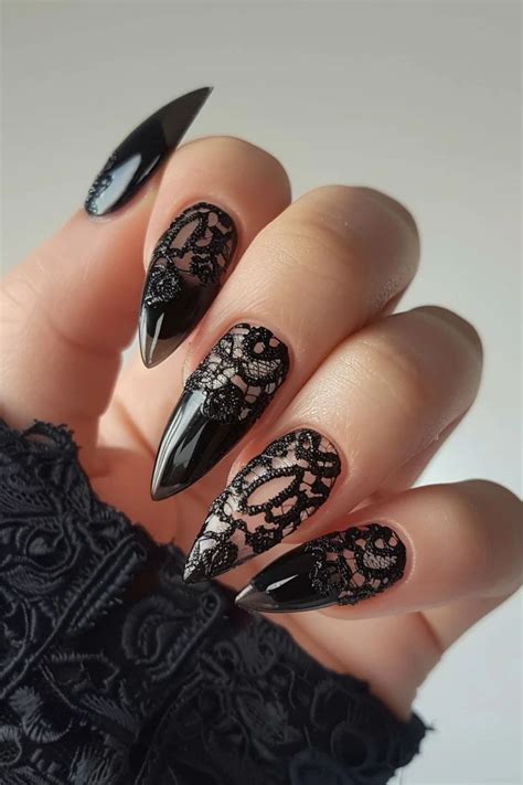 25 Black Lace Nail Art Designs For An Ultra Glam Manicure Lace Nail