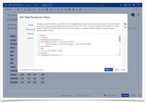 Advanced Table Cells Formatting