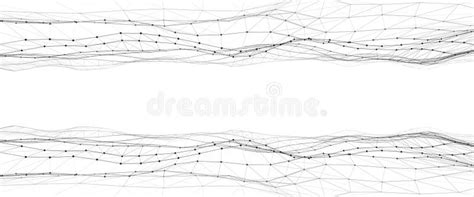 Dynamic Double Wave With Connected Dots And Lines On A White Background