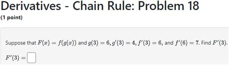 solved derivatives chain rule problem 18 1 point