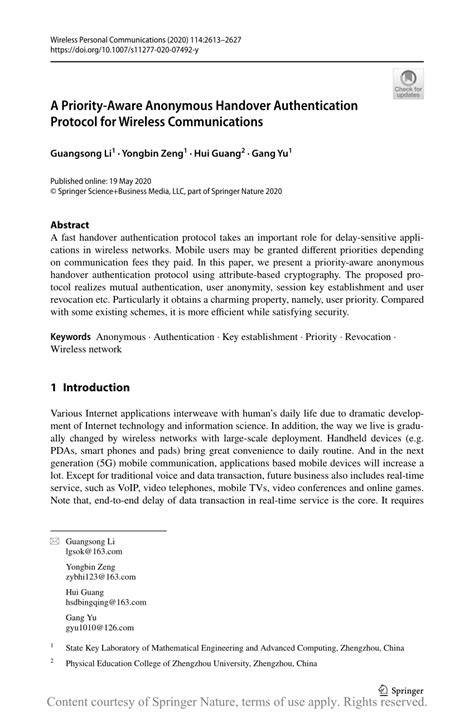 A Priority Aware Anonymous Handover Authentication Protocol For