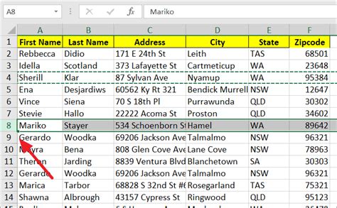 How To Move A Row In Excel