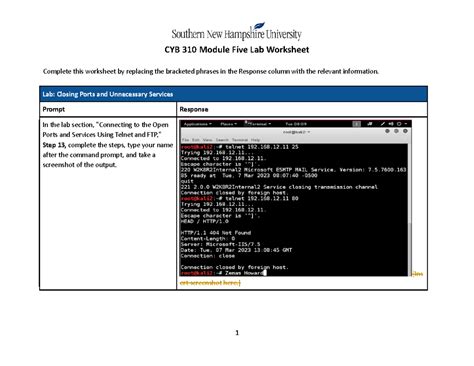 CYB Module Five Lab Worksheet Zemas Howard CYB Module Five Lab Worksheet Complete This