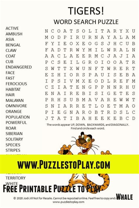 Tigers Word Search Puzzle Puzzles To Play Word Search Puzzle Free