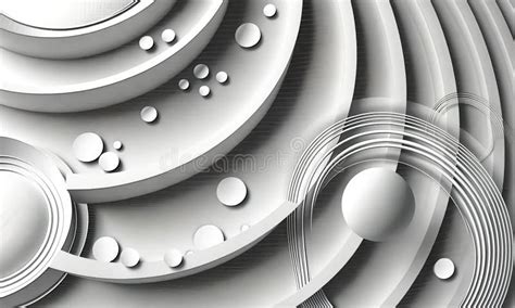 Abstract Grayscale Design With Overlapping Circles And Lines Creating A