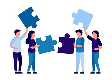 People Team Assembling Parts Jigsaw Puzzle Work And Business Partnership Man And Woman Concept