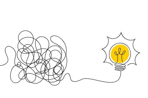 Premium Vector Lightbulb With Tangled Lines Problem Solving And Brainstorming Idea Concept