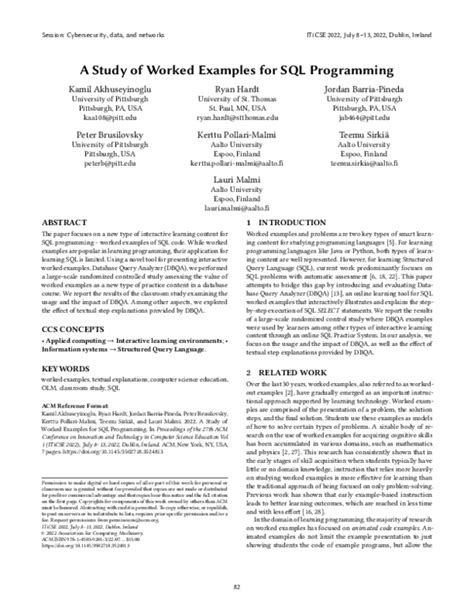 Pdf A Study Of Worked Examples For Sql Programming