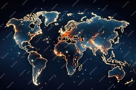 Premium Photo Interconnection Of Global Networks Illustrated As A Map Of The World Map With