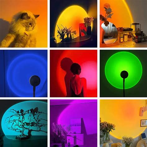 Sunset Lamp Projector Led Night Light Projection Rainbow Temu