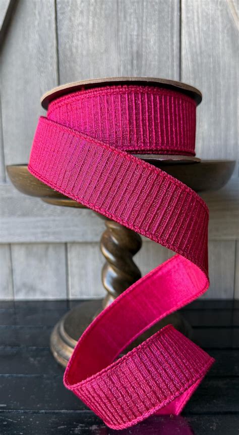 Hot Pink Pleated Lame Metallic D Stevens Wired Ribbon 15 Inch 10