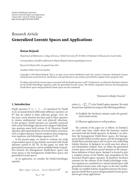Generalized Lorentz Spaces And Applications Pdf