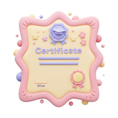 Cute 3d Rendered Certificate Design Pastel Colors 57530181 Png